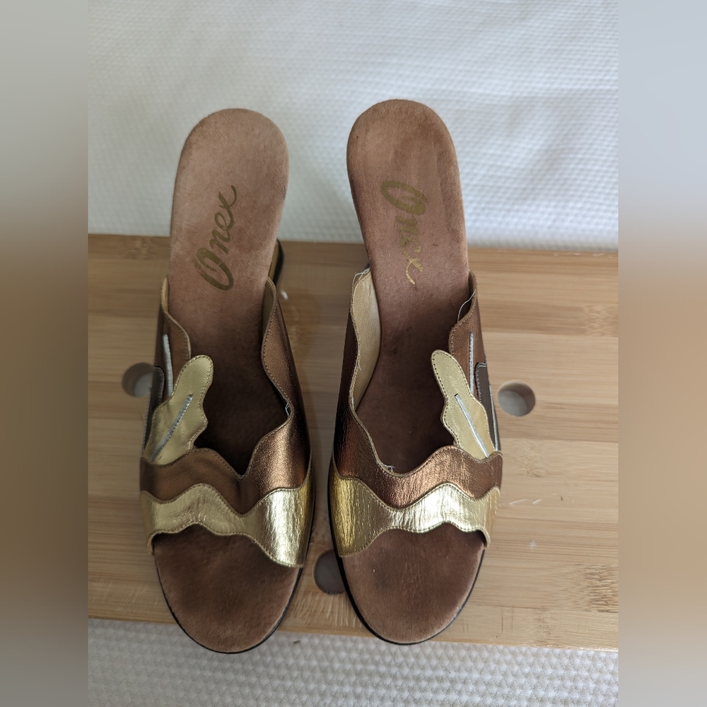 Onex Women's Vintage Sandals Heeled Wedge Metallic Go… - Gem